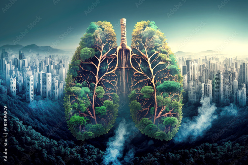 The green lungs of the planet Earth. Shape of the lung in the middle of ...