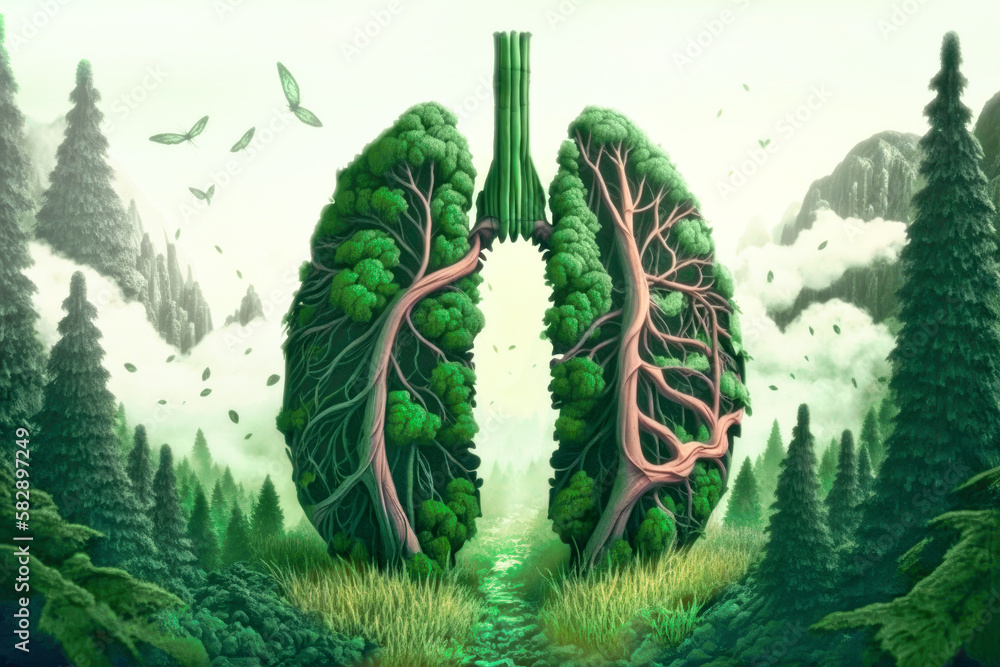 The green lungs of the planet Earth. Shape of the lung in the middle of ...