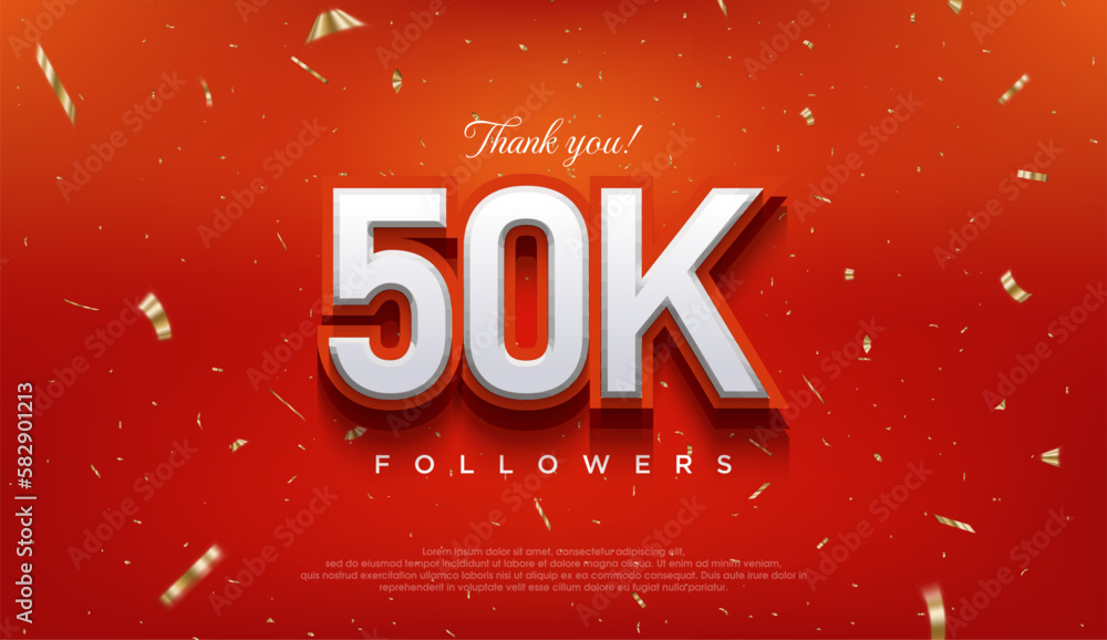 Elegant number to thank 50k followers, the latest premium vector design ...