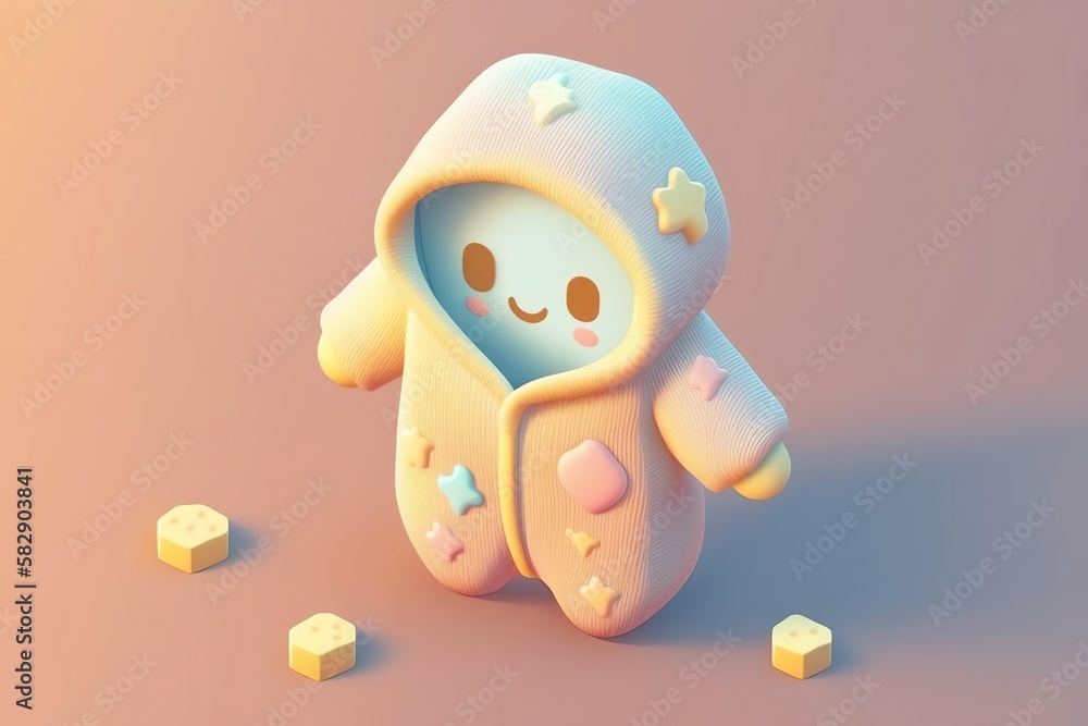 Cartoon Onesie, soft pastel color, perfectly detailed entire body. 3D ...