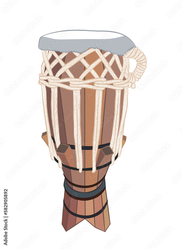 Atabaque made of wood, rope and leather. This is a drum used in the ...