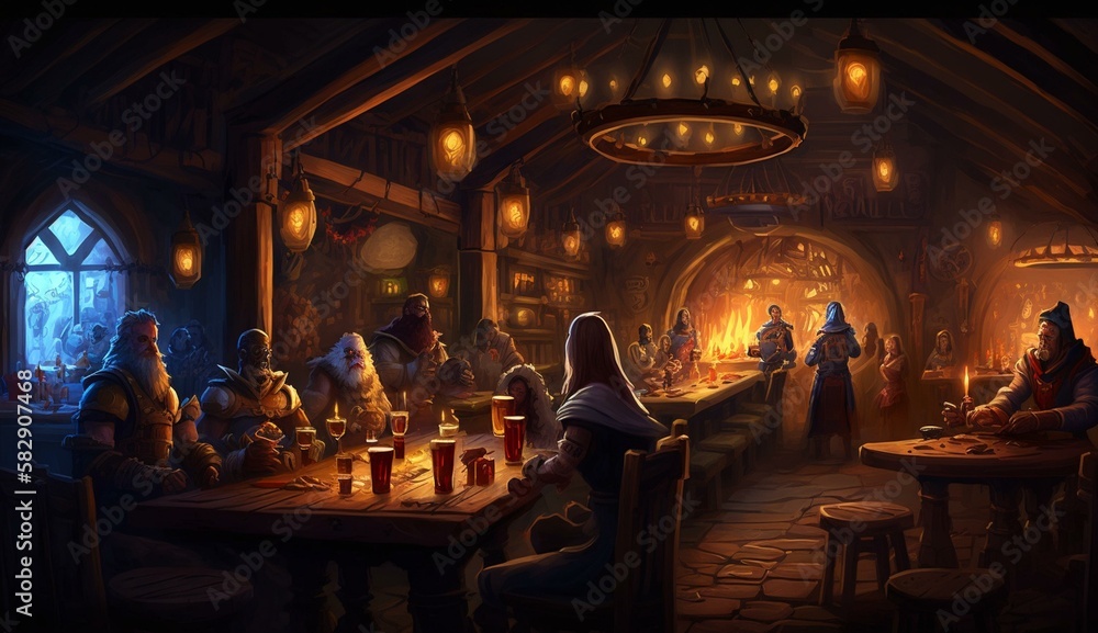 Generative AI, fantasy Tavern, medieval Tavern, medieval building ...