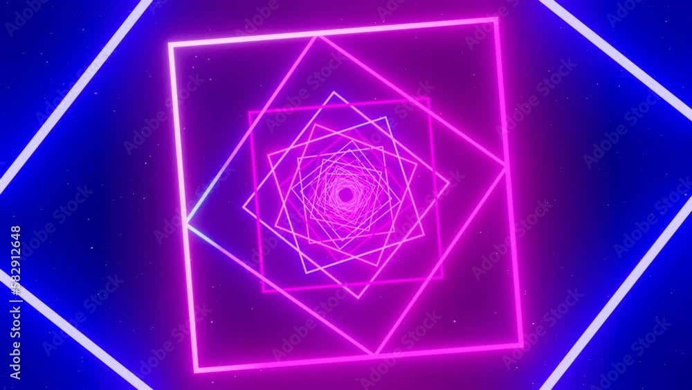 Video Stock Sci-fi and cyber city Looping flight through neon rotating ...