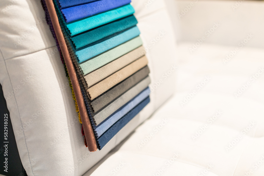 Tissue catalog. Catalog of multi-colored fabric samples. Textile ...