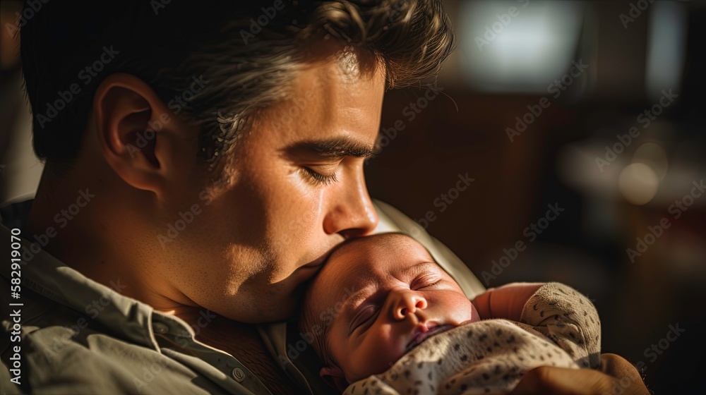 "Daddy's Little Angel: Newborn Baby Boy Resting in Father's Loving Arms ...