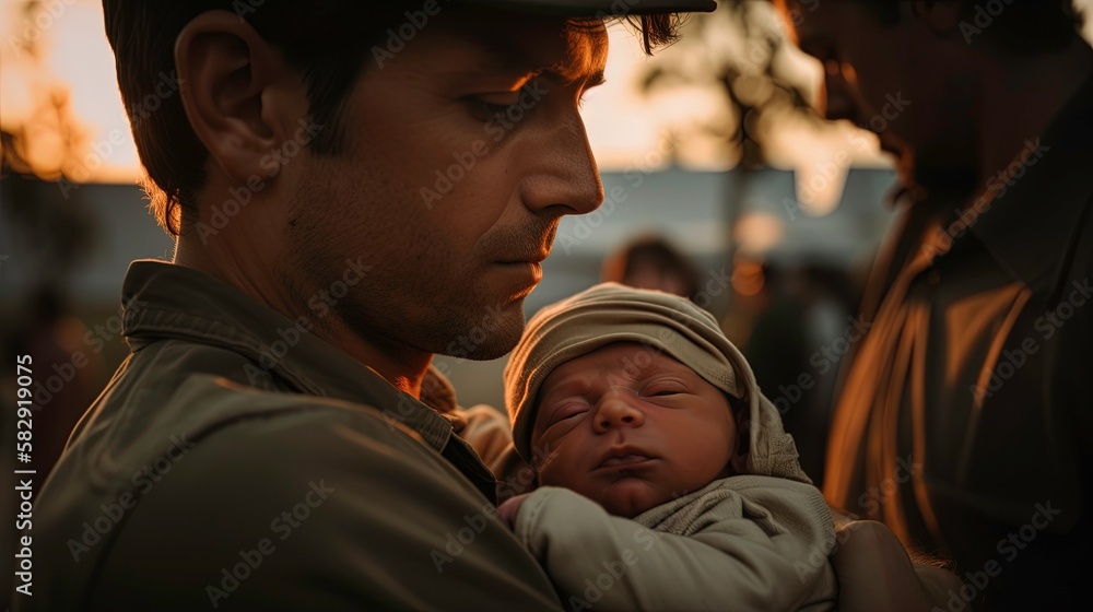 "Daddy's Little Angel: Newborn Baby Boy Resting in Father's Loving Arms ...