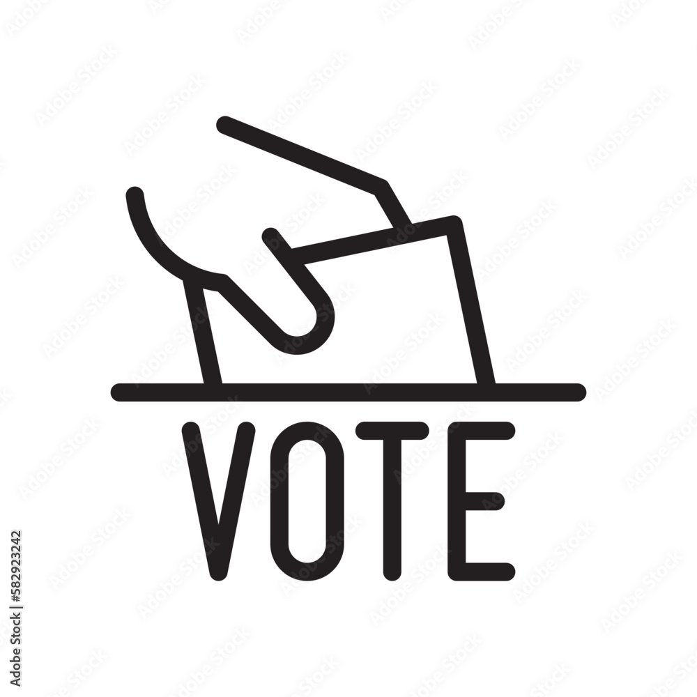 Hand voting ballot box icon, Election Vote concept, Silhouette design ...