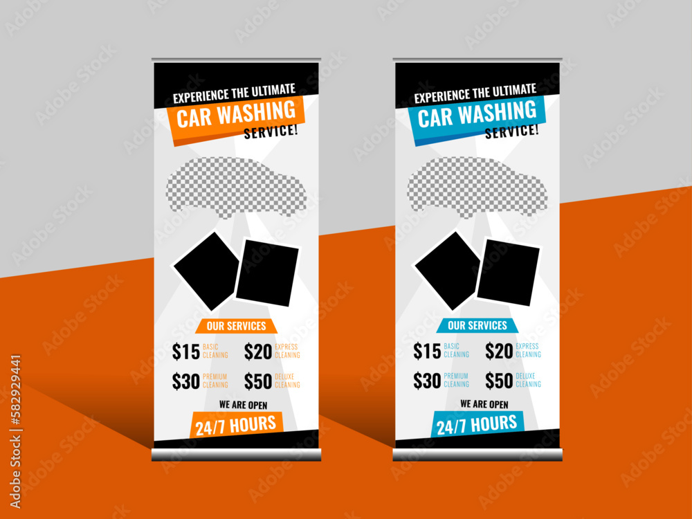 Car wash Roll Design, Carwash and Cleaning service Rollup poster ...