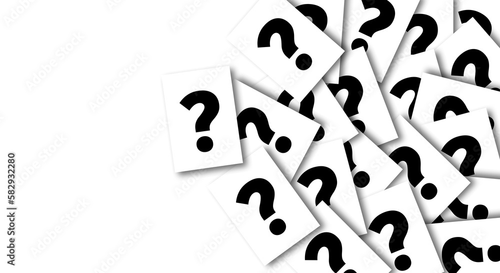 Bunch of question marks with copy space text on transparent background ...
