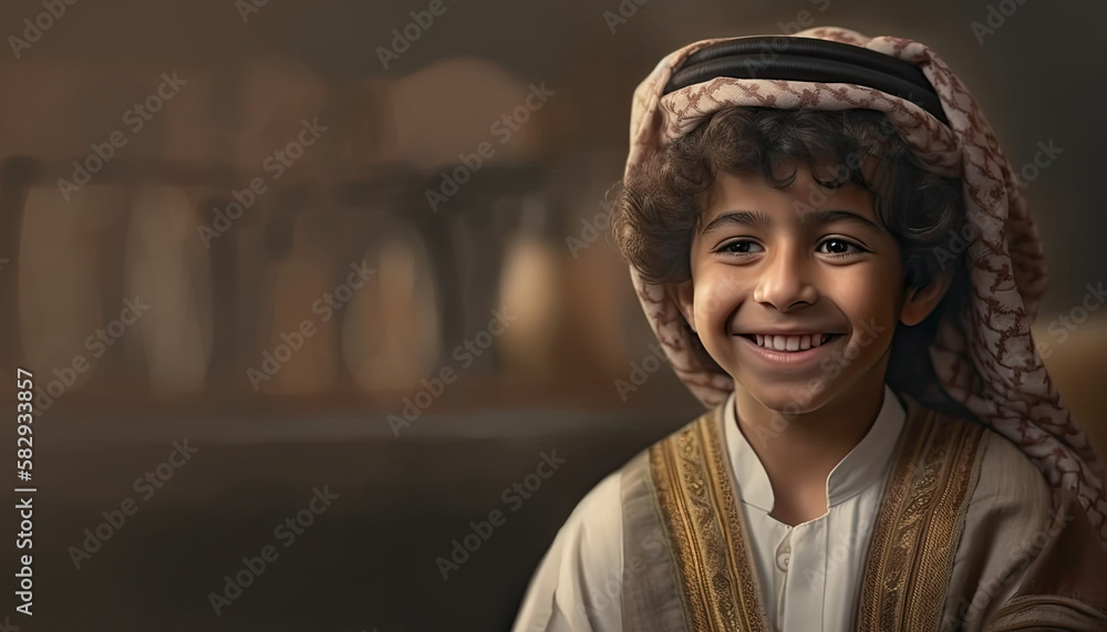 Kuwaiti boy illustration by generative AI Stock Illustration | Adobe Stock