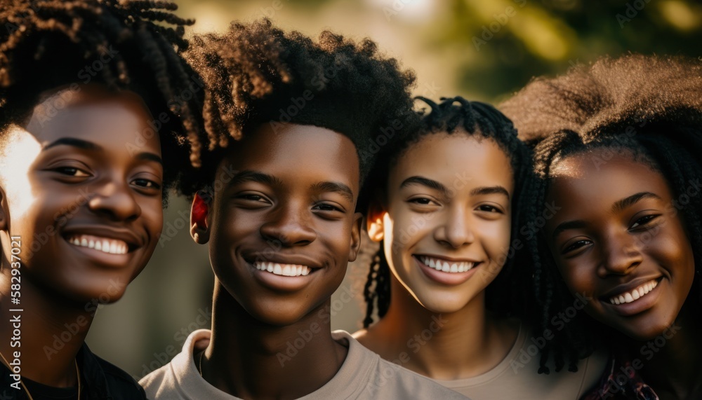 Group Of Diverse And Empowered African American Black Youth High School