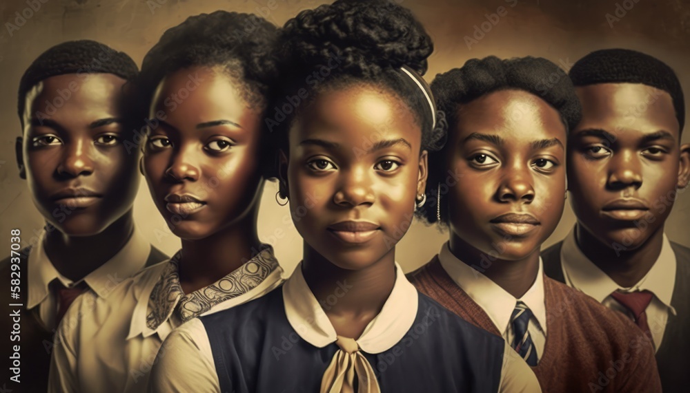 Group of Diverse and Empowered African American Black Youth High School ...