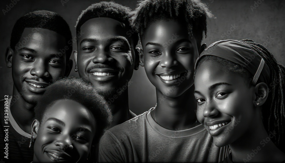 Group Of Diverse And Empowered African American Black Youth High School