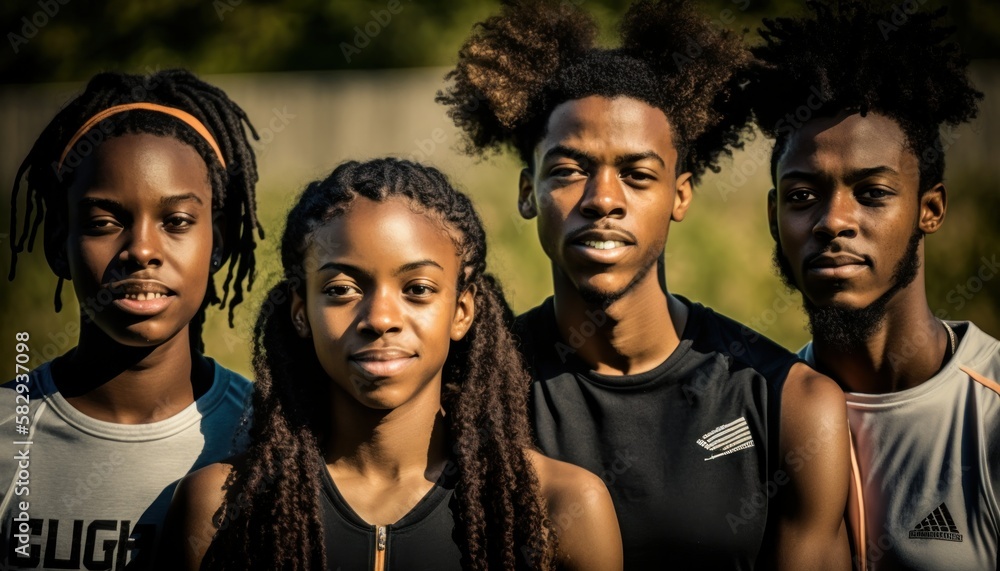 Ilustrace „Group of Diverse and Empowered African American Black Youth ...