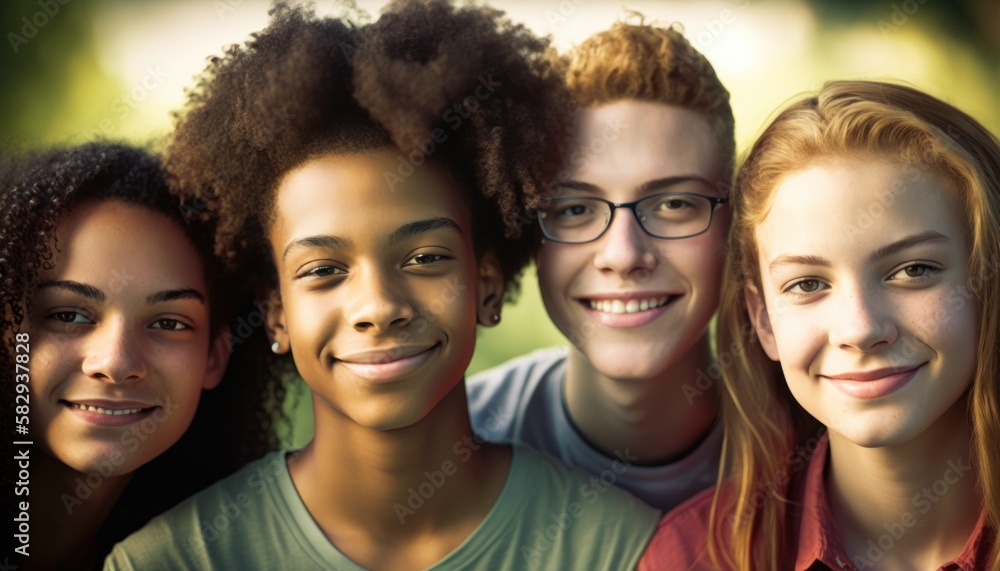 Group of Diverse and Empowered Multiracial Youth High School Students ...