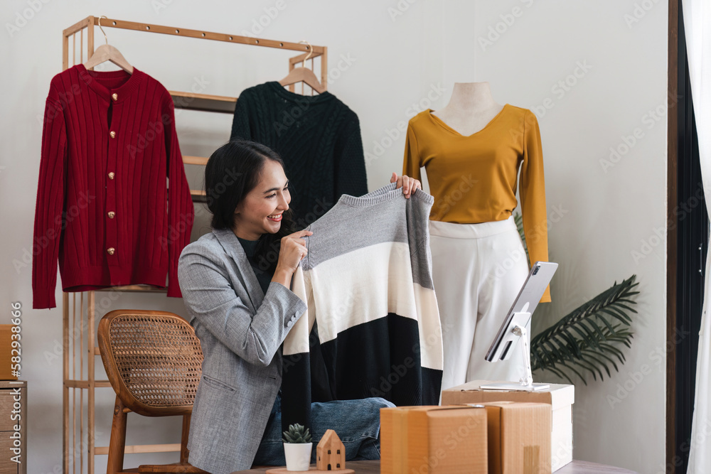 Female stylist Successful Fashion Business. Portrait of Smiling Asian ...