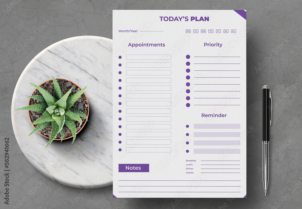 Daily Planner Design Template Stock Template | Adobe Stock