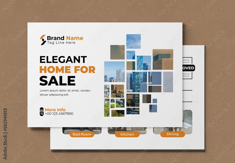 Elegant Home Postcard Design Template Stock Template | Adobe Stock