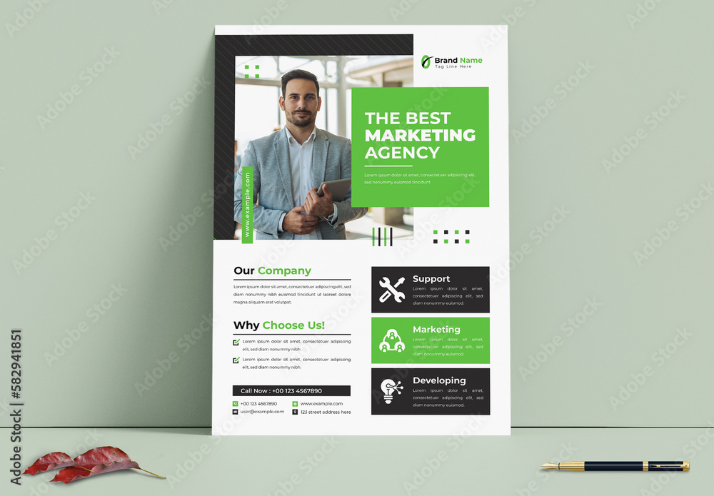 Marketing Agency Flyer Design Stock Template | Adobe Stock