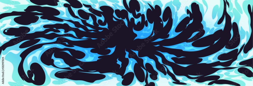 Blue fire effect or cartoon water comics vector background. Abstract ...