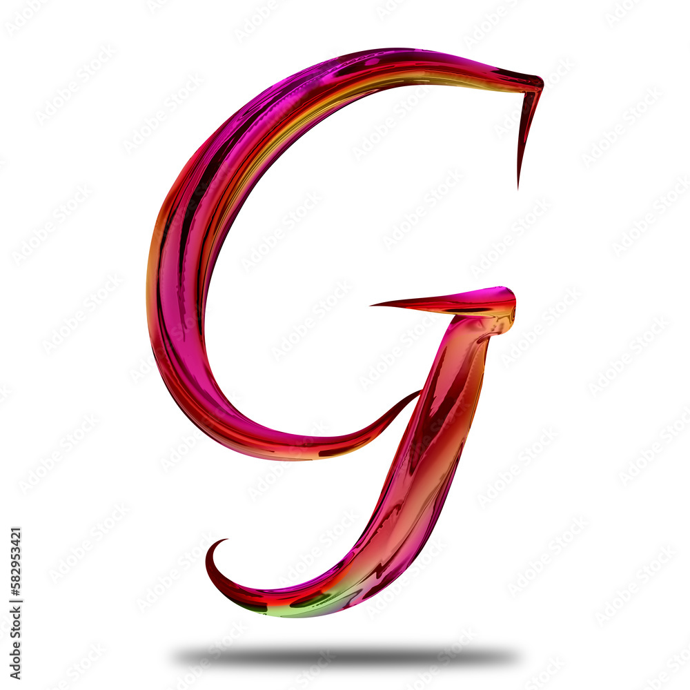 Vintage letter g chrome effect pink color character old style ...