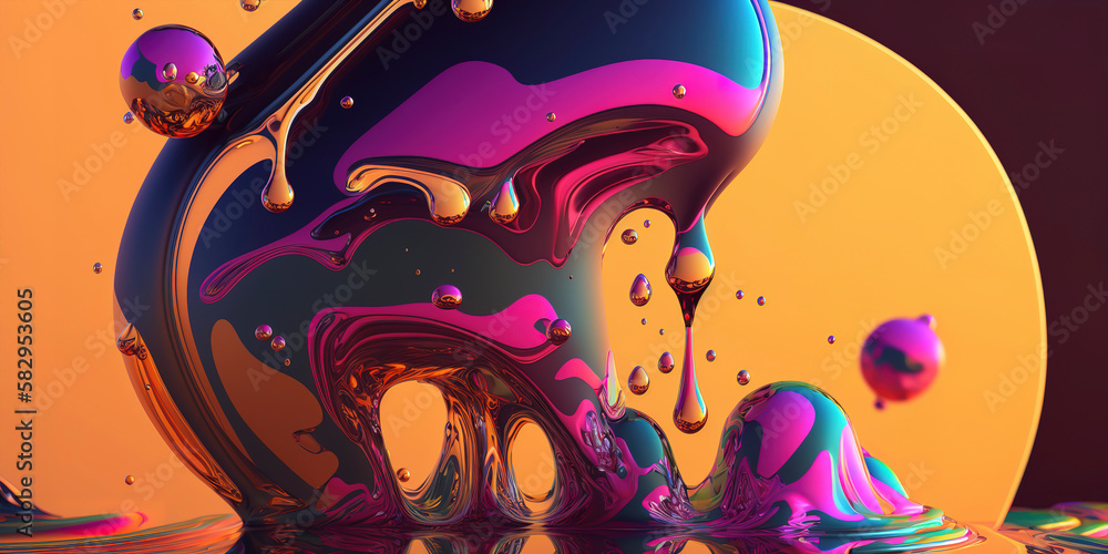 Abstract liquid vibrant colours, very colourful, ray tracing, unity URP ...