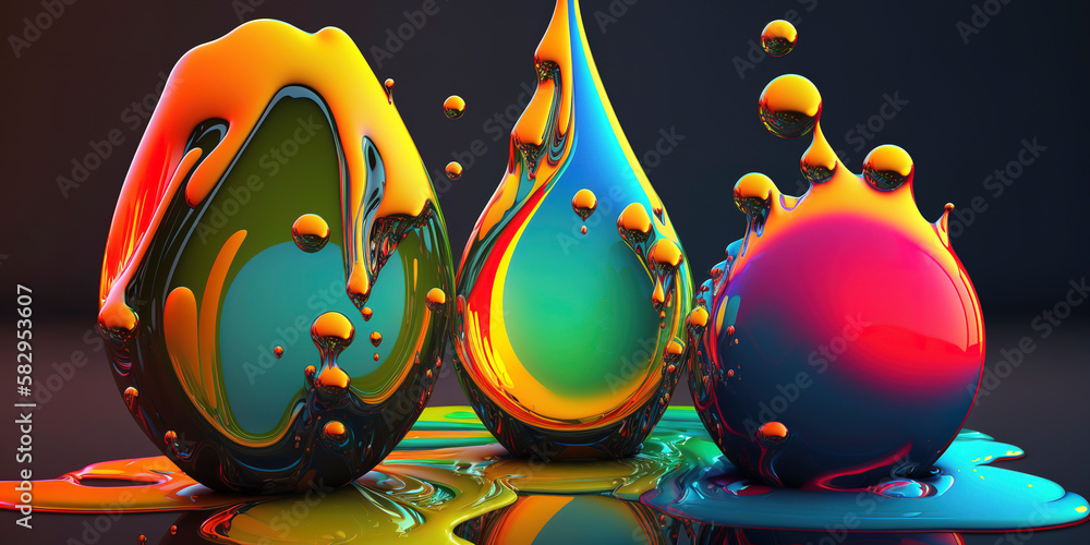 Abstract liquid vibrant colours, very colourful, ray tracing, unity URP ...