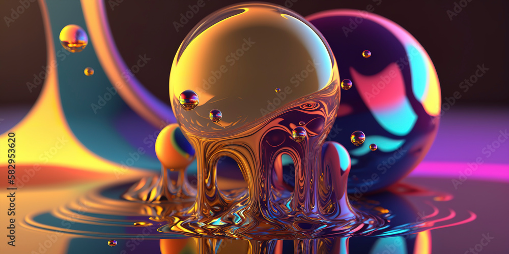 Abstract liquid vibrant colours, very colourful, ray tracing, unity URP ...