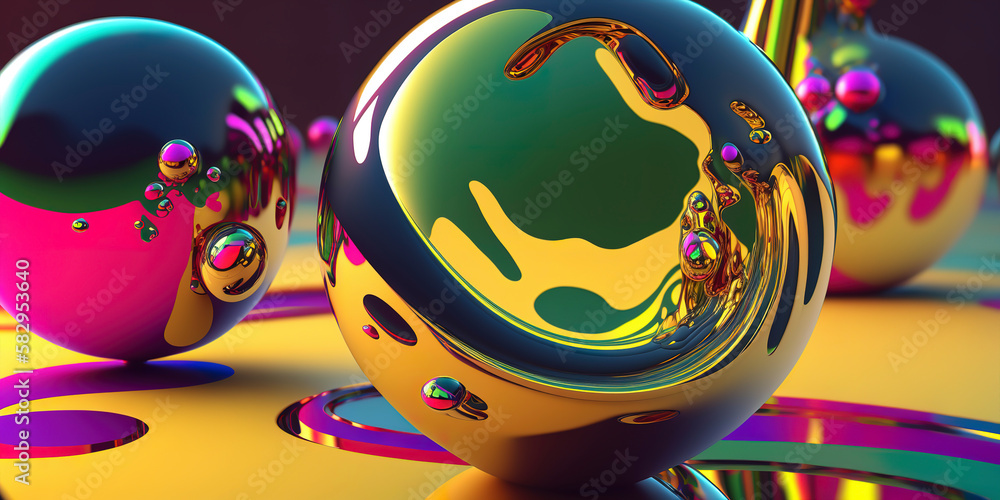 Abstract liquid vibrant colours, very colourful, ray tracing, unity URP ...