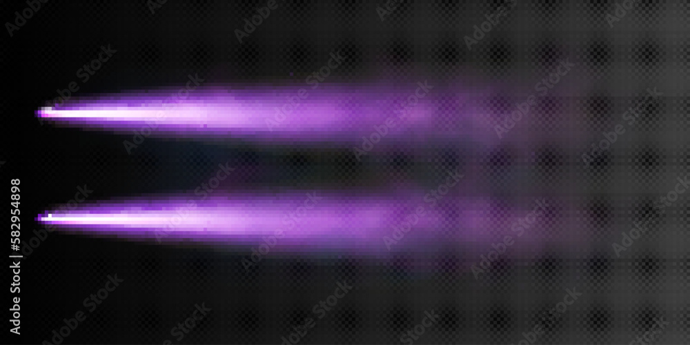 Realistic purple rocket flight trails isolated on transparent ...