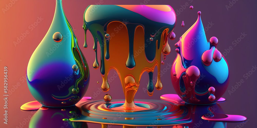 Abstract liquid vibrant colours, very colourful, ray tracing, unity URP ...