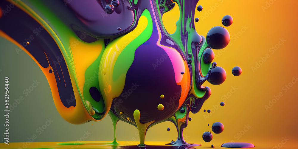 Abstract liquid vibrant colours, very colourful, ray tracing, unity URP ...