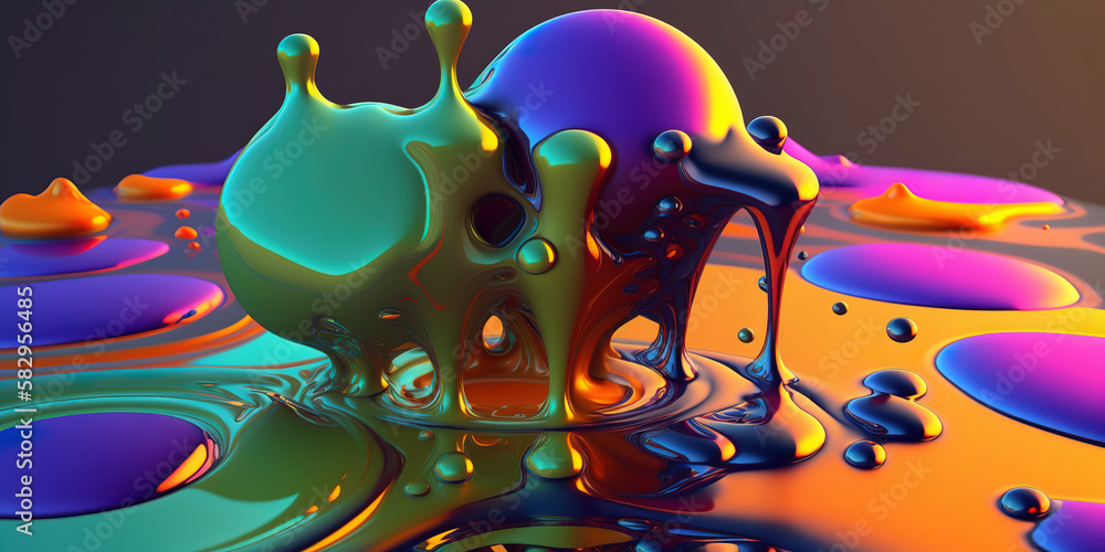 Abstract liquid vibrant colours, very colourful, ray tracing, unity URP ...