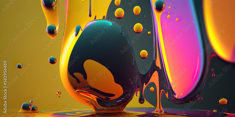 Abstract liquid vibrant colours, very colourful, ray tracing, unity URP ...