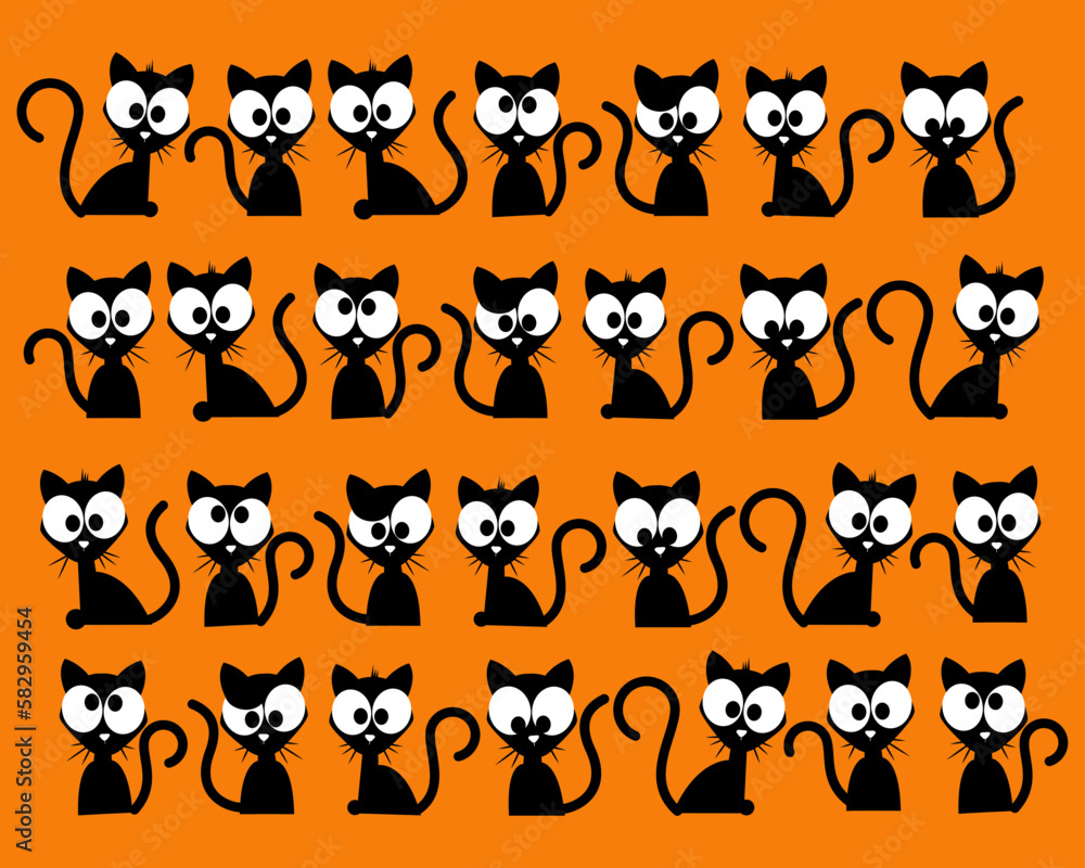 Funny cats pattern, vector. Cartoon illustration. Stock Vector | Adobe ...