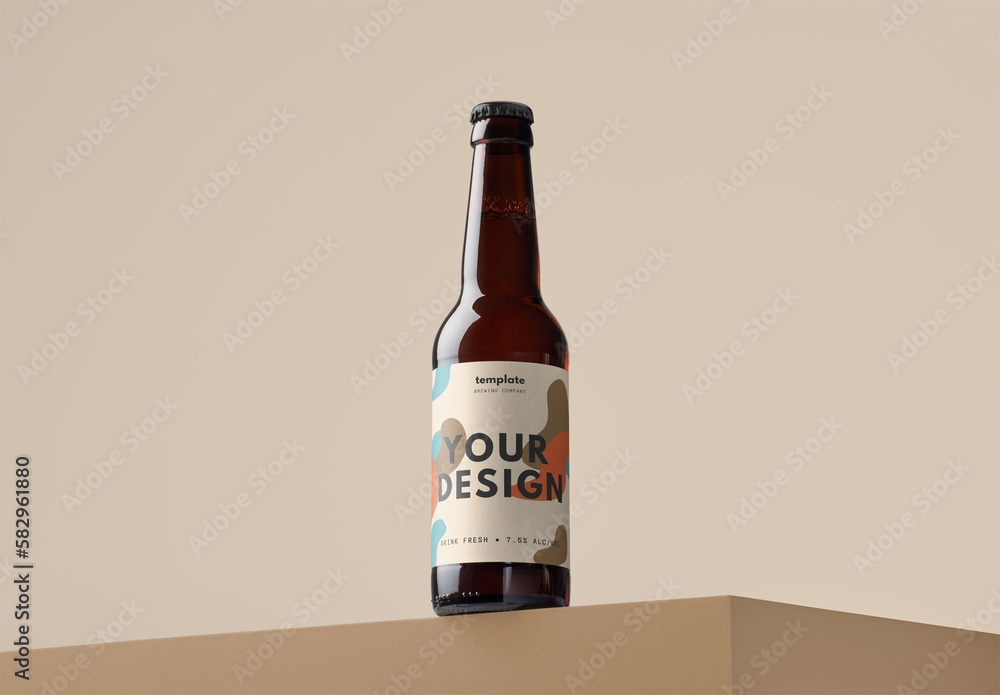 Mockup of customizable beer bottle and label available against ...