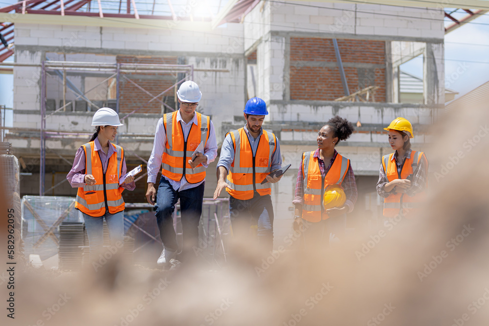 Diverse team of experts Inspect construction sites for commercial and ...