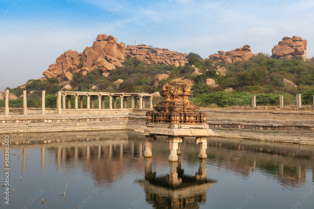 Pushkarni is an ancient step well and water reservoir at Vijaya Vittala ...