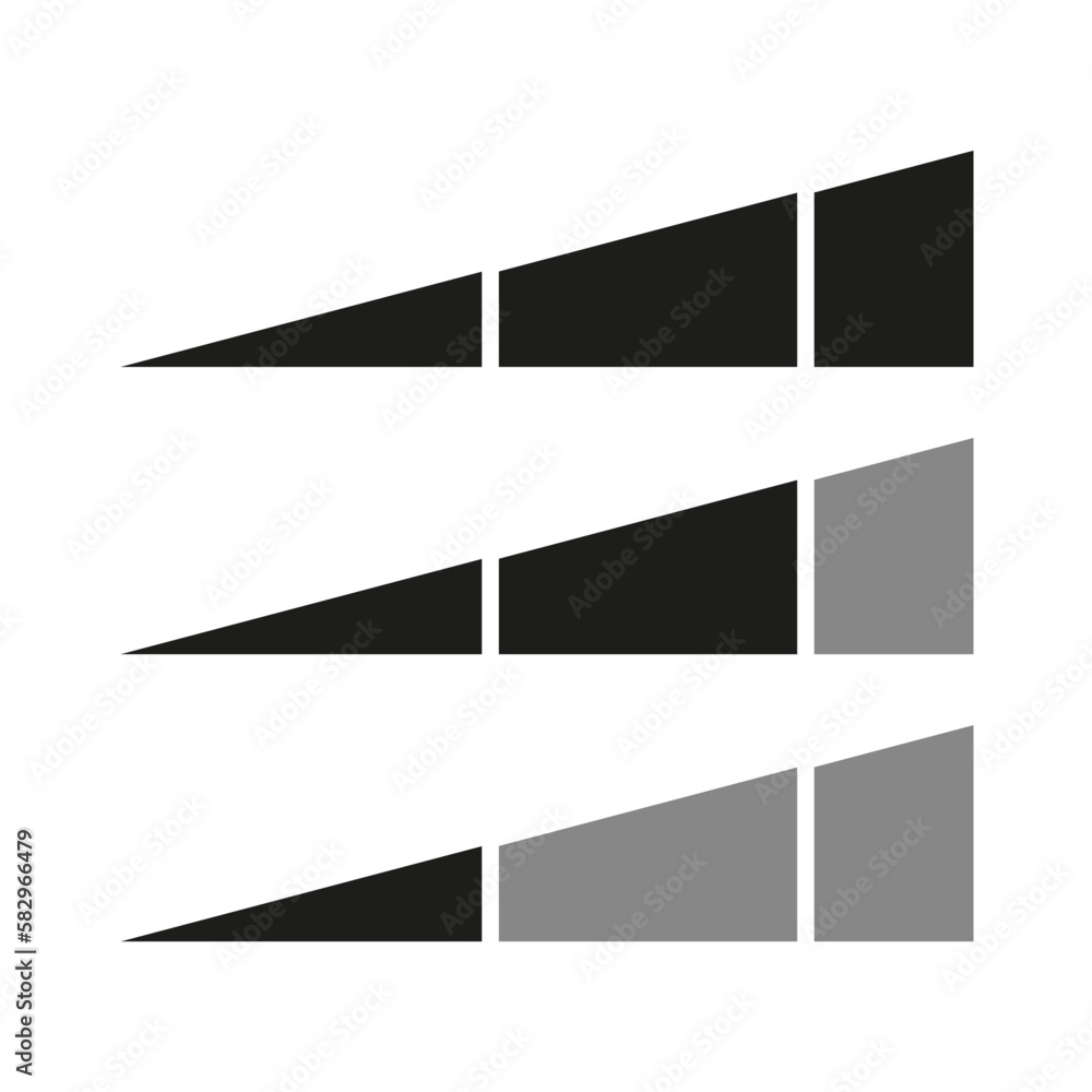 Level progress indicator icons. Progress indicator triangles. Vector ...