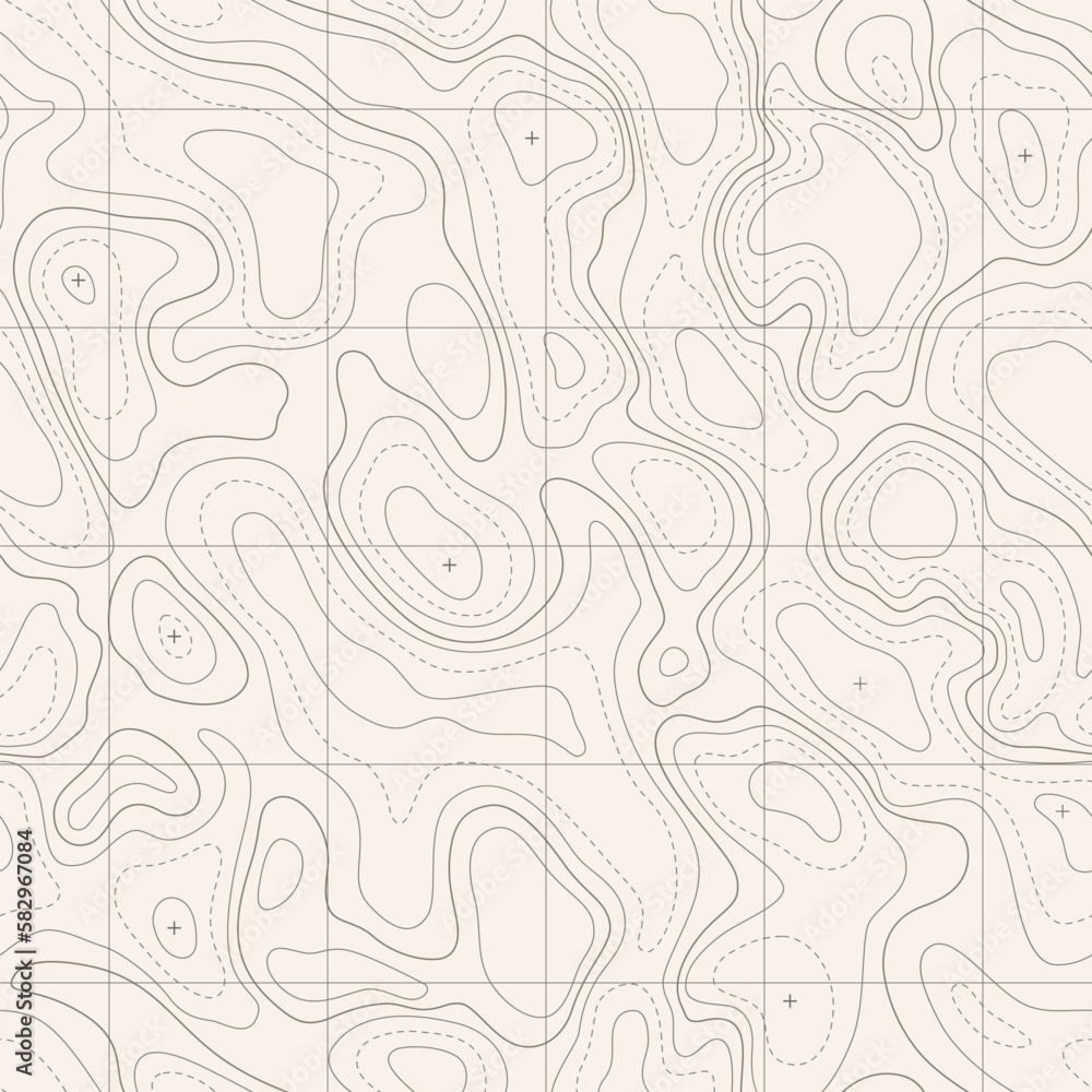 Topographic map seamless pattern background, with wavy lines ...