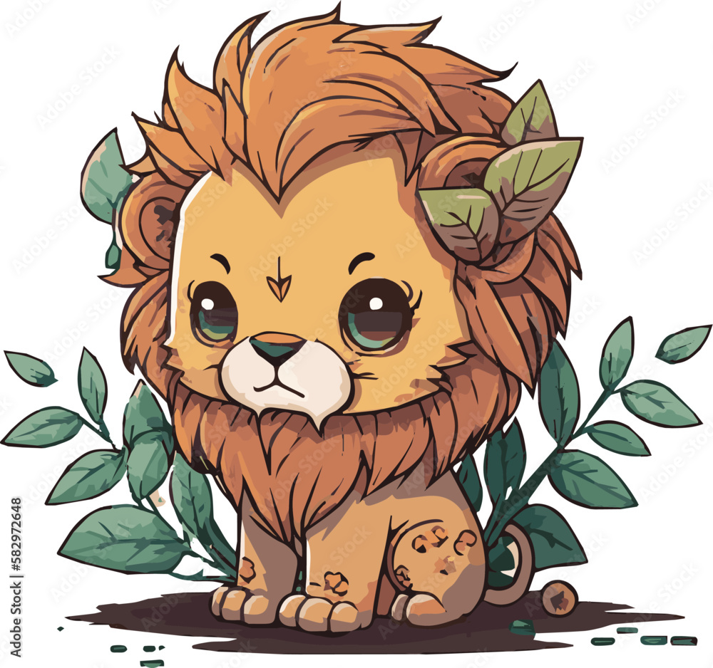 Premium cute and chibi lion vector for illustration. Lion cartoons ...