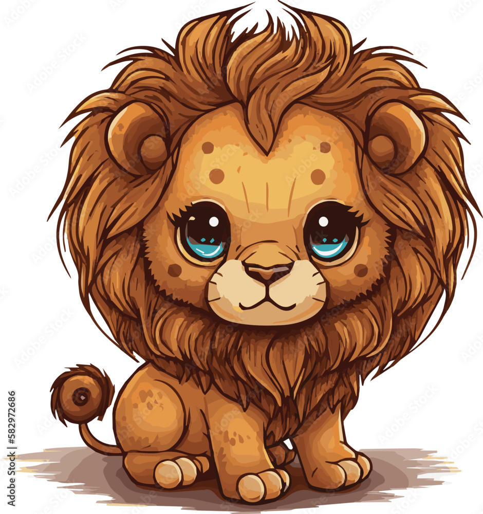 Premium cute and chibi lion vector for illustration. Lion cartoons ...