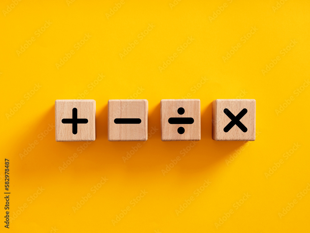 Basic mathematical operations symbols. Plus, minus, multiply and divide ...