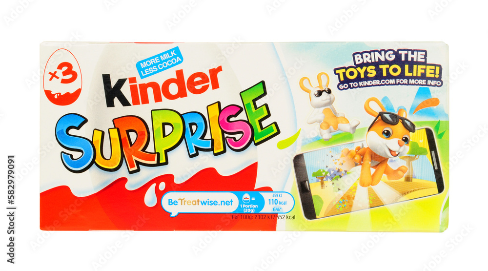 Kinder surprise chocolate eggs with toy inside in a triple pack with ...