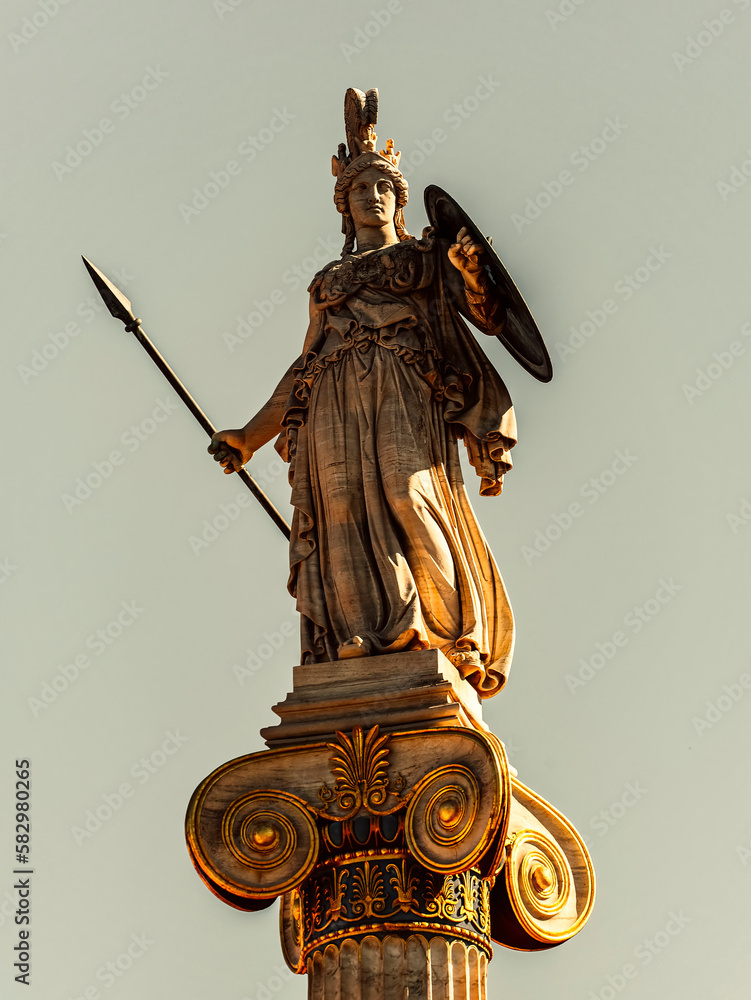 Statue of Athena, the ancient Greek goddess of wisdom and knowledge ...