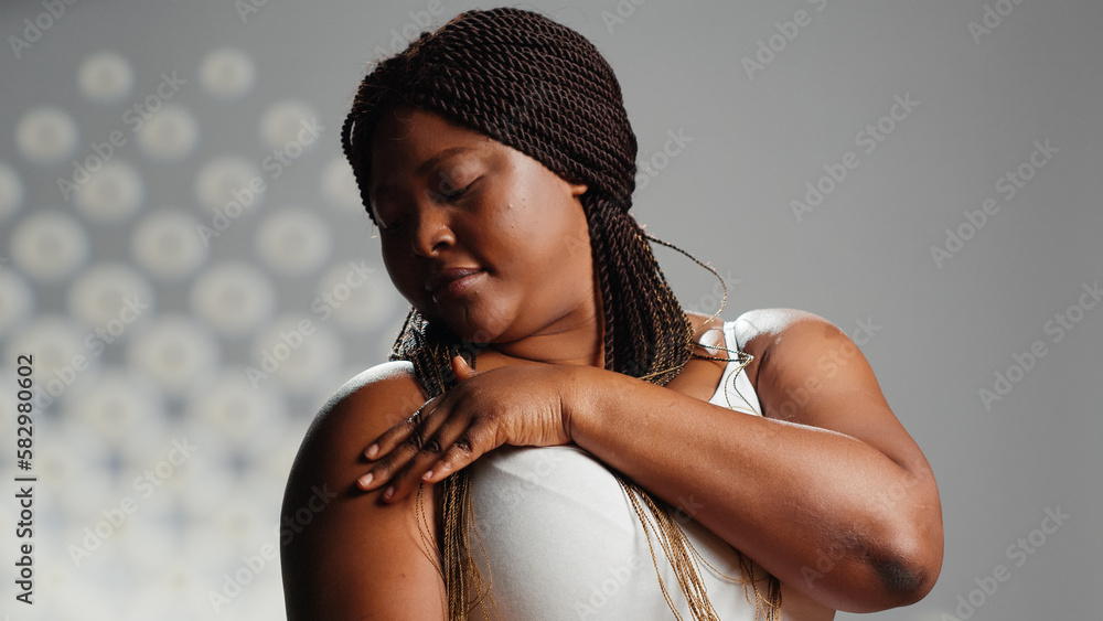 Flawless girl advertising skincare in new campaign, posing with self ...