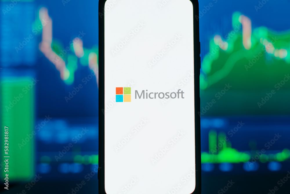 Microsoft investment growth and profit trading concept. Microsoft ...