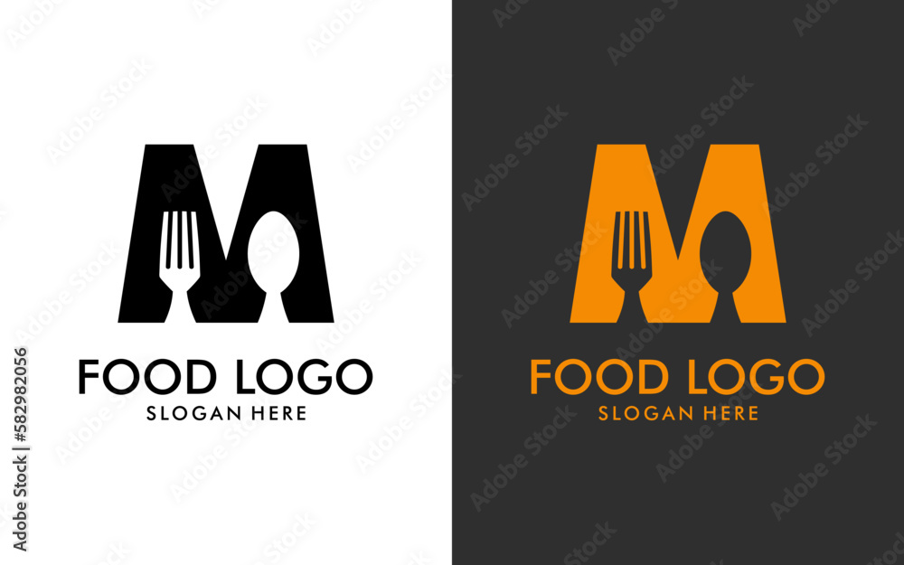 Initial Letter M Food Logo, food logo vector Stock Vector | Adobe Stock