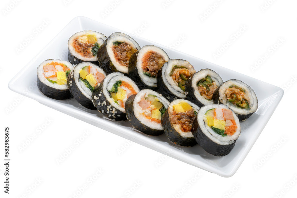Korean Seaweed Rice Rolls or Kimbap Korean dish made from cooked rice ...