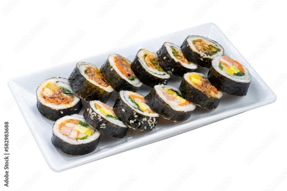 Korean Seaweed Rice Rolls or Kimbap Korean dish made from cooked rice ...